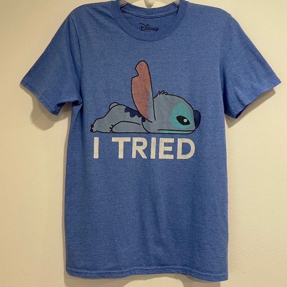 Disney | Shirts | Disneys Stitch I Tried Tshirt Disney Shirts Blue Mens ...
